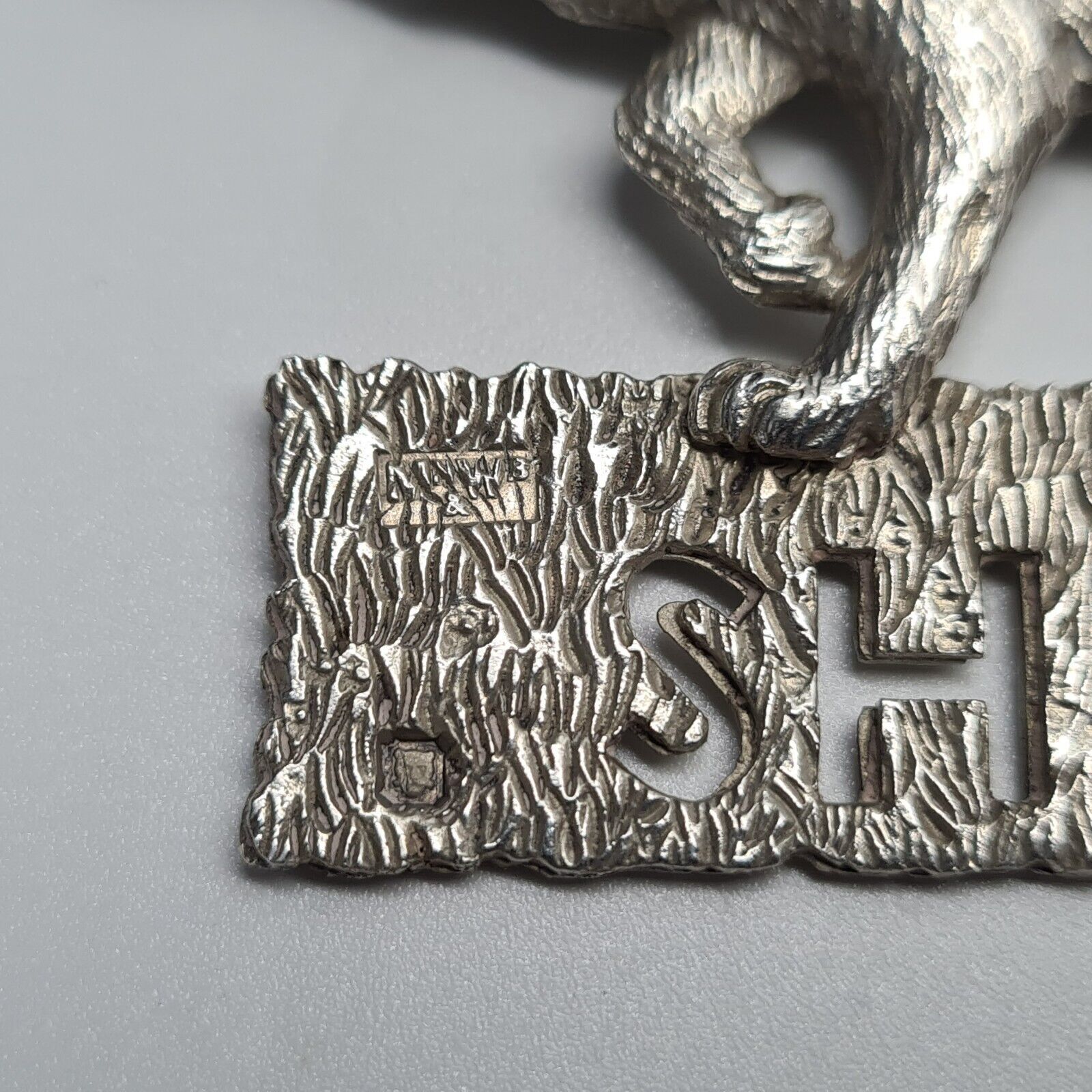 Vintage Sherry Sterling Silver Fox Decanter Label by Mappin & Webb Ltd 1976