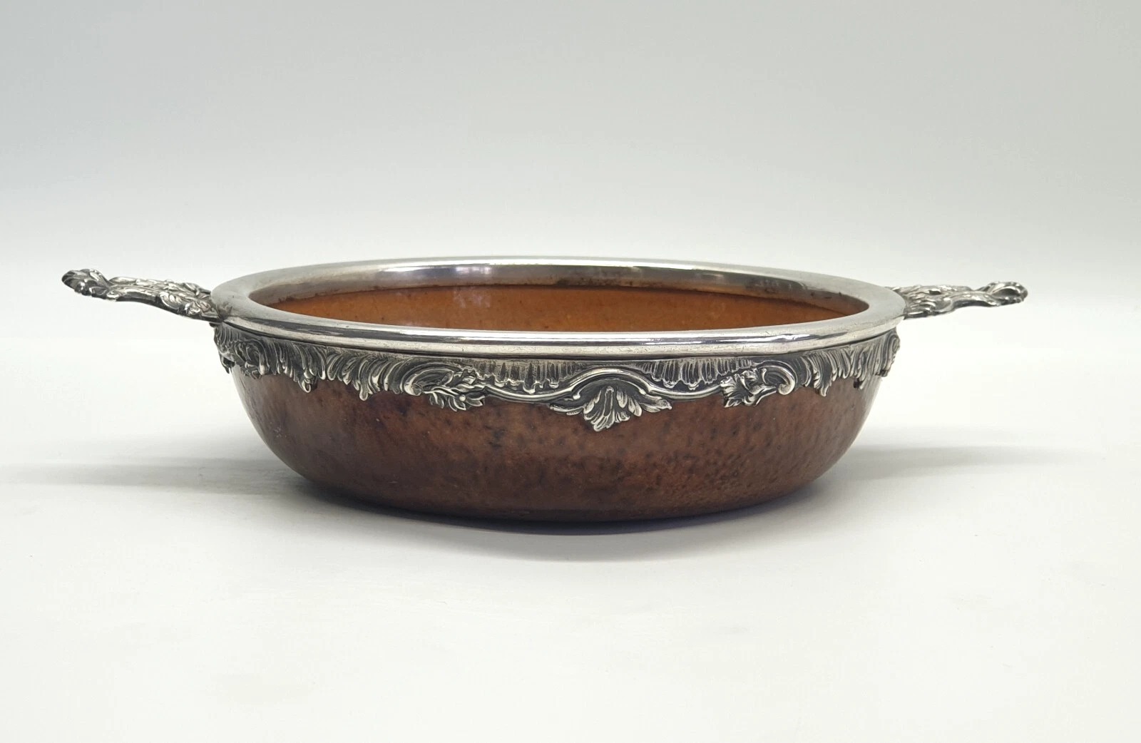 French Ceramic Ashtray Sterling Silver Mounted Minerva Head & Swan Marks