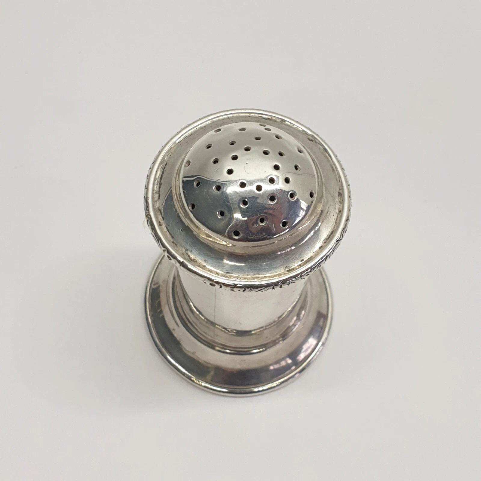 Antique Sterling Silver Pepper Pounce Pot by William Base 1919